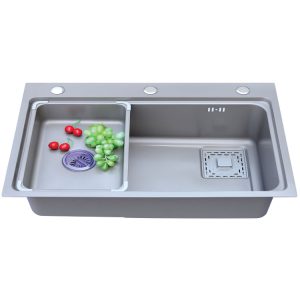 Chậu rửa chén inox xám Daki C-6846N - Sen Vòi Cao Cấp Daki